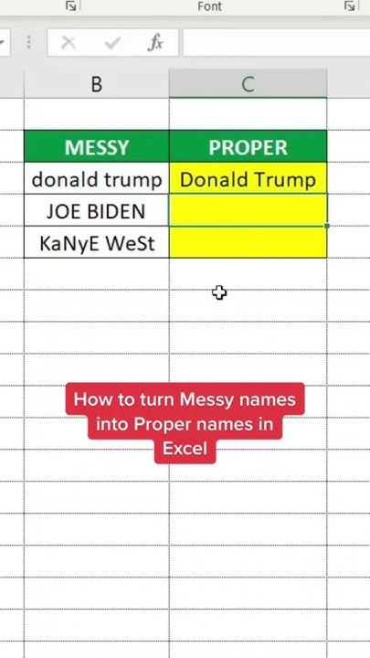 How to turn MesSy names into Proper names in Excel! #excel - YouTube