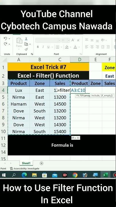 Learn How to Use Filter Function in Excel - YouTube