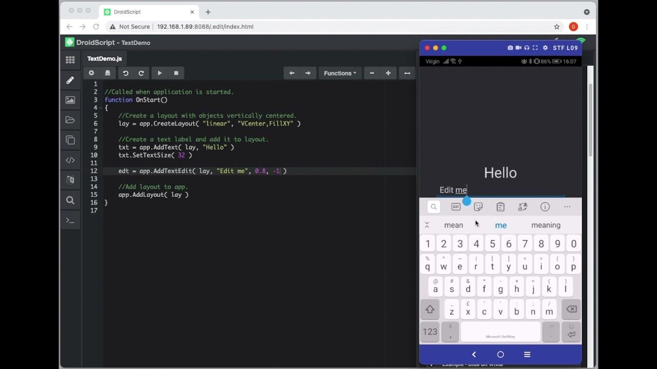 DroidScript Tutorials: Adding Text Input Elements - YouTube