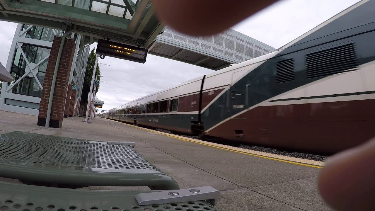 AMTK 90253 Southbound Amtrak Cascades Train in Auburn, Washington (6-27 ...