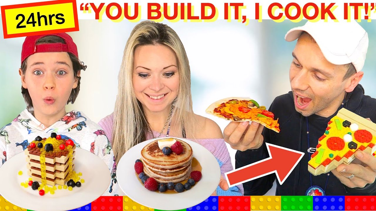 We BUILD It, You COOK It! 🍔 24 HOUR Lego food challenge - YouTube