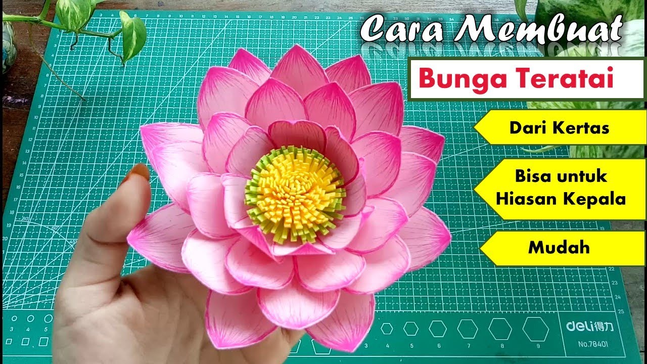 Cara Membuat Bunga Teratai dari Kertas, Mudah // Hiasan Kepala Bunga ...