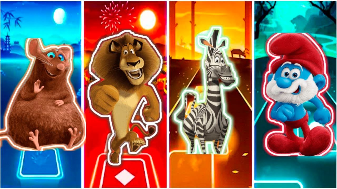 FRIENDS: EMILE🐀 - ALEX🦁 - MARTY🦓 - PAPA SMURF| Tiles Hop EDM RUSH - YouTube