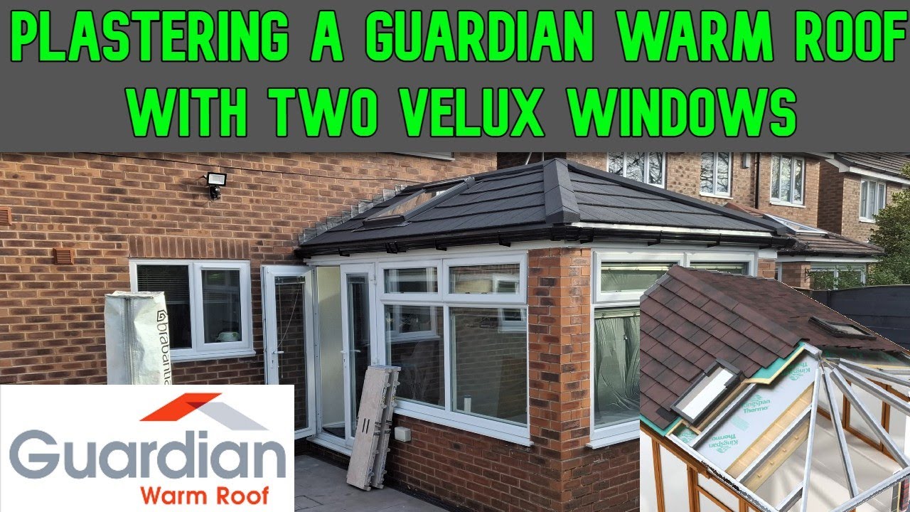Plastering a guardian warm with two velux windows. - YouTube