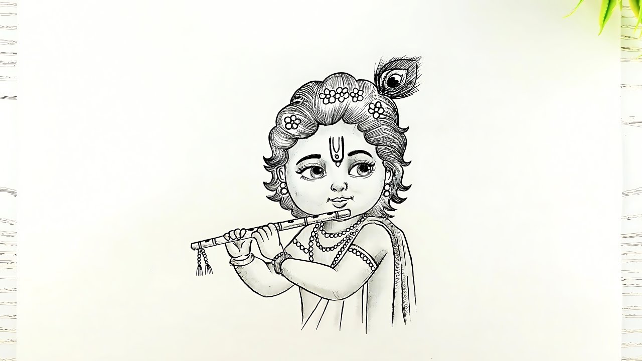 krishna Drawing - Easy Step By Step With Pencil | Krishna Drawing ...
