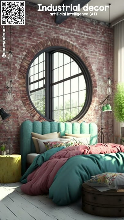 ديكور غرفة نوم استايل الديكور الصناعي اندستريال بالذكاء الاصطناعي ميدجورني Industrial Interior