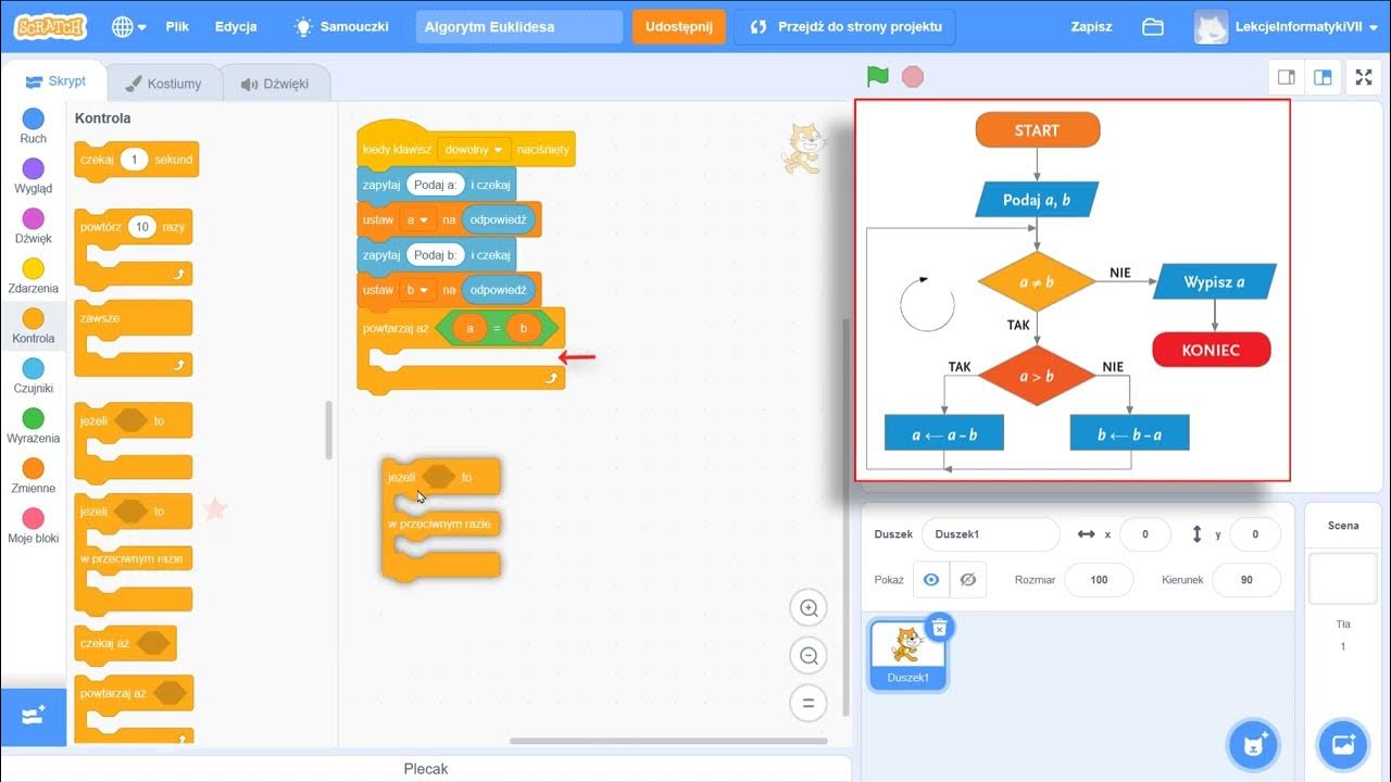 Programowanie w Scratchu. Euklides zakodowany. Informatyka klasa 7 WSiP ...