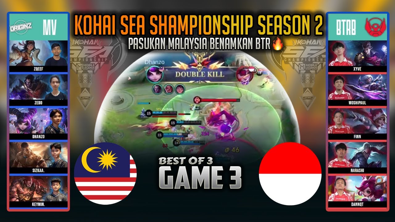 PASUKAN MALAYSIA MV ORIGINZ TUMPASKAN BTR 2-1 🔥 MV ORIGINZ (MY) VS BTR (ID) GAME 3 KOHAI SEA S2 ...