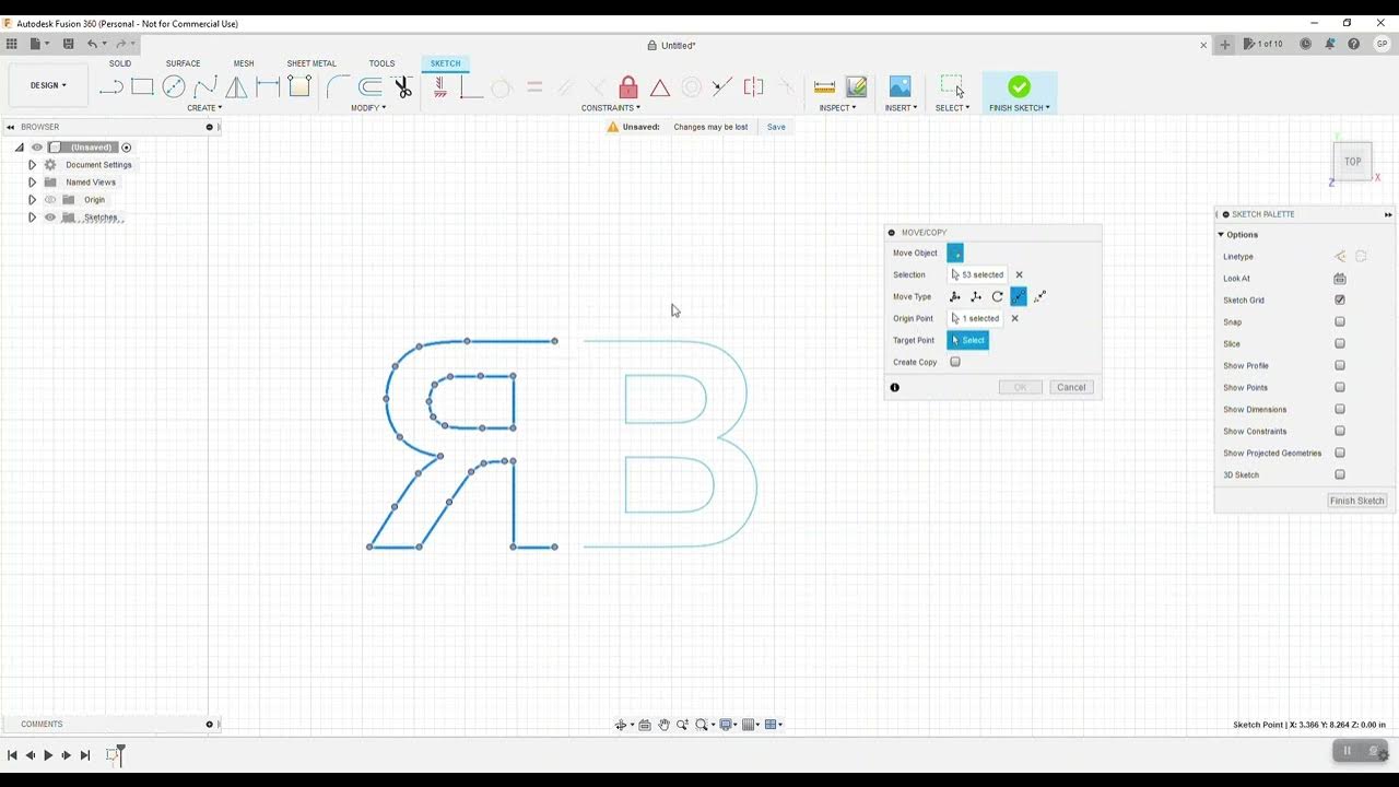 Fusion 360 Quick Tip - How To Move a Sketch Object from Point to Point ...
