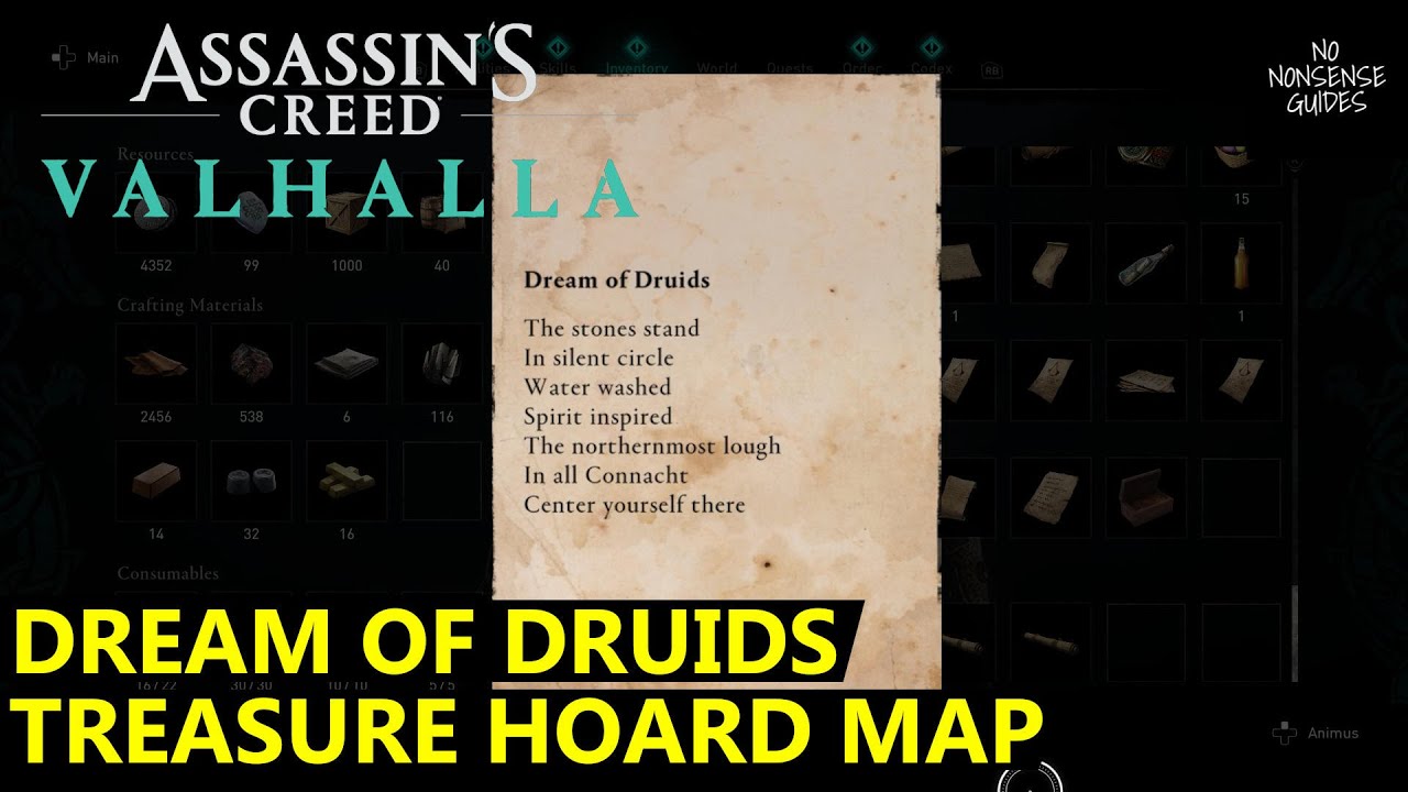 Dream of Druids AC Valhalla Treasure Hoard Map Location - YouTube