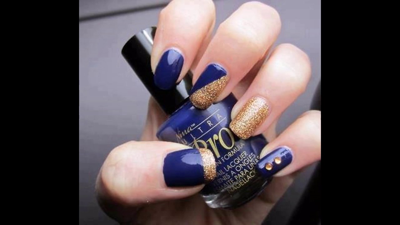 Diseño de Uñas decoradas con azul rey - YouTube