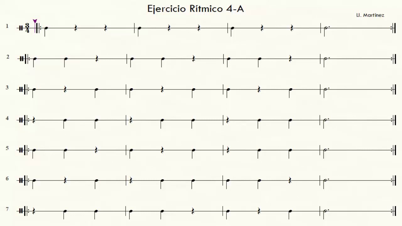 EJERCICIO DE RITMO BÁSICO - 4 A - 3/4 - YouTube