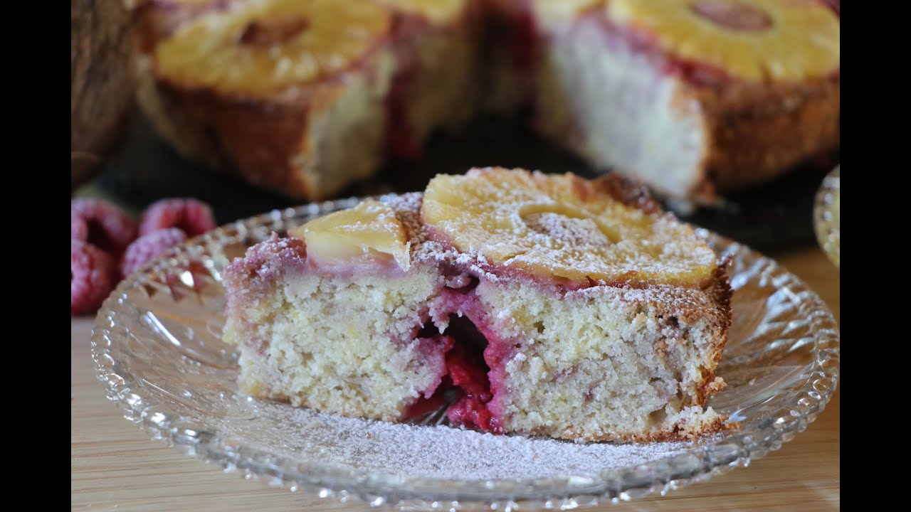Coconut-Raspberry Pineapple cake!! - YouTube