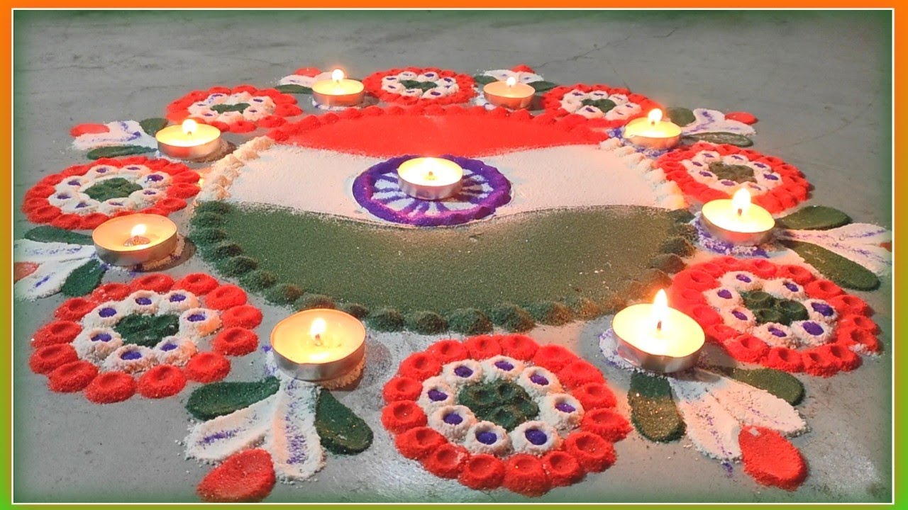 Republic day special rangoli. 26 january special rangoli. Easy Tiranga ...