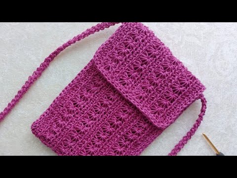 Yıldız Model Telefon Çantası Yapımı/Kâğıt İpten Çanta Yapımı #çantamodelleri #minibag #crochetbag