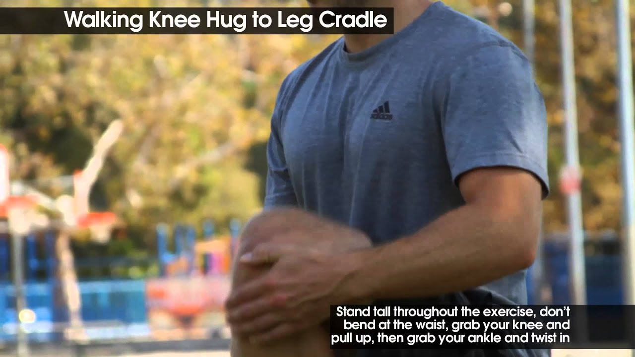 Walking Knee Hug to Leg Cradle - YouTube