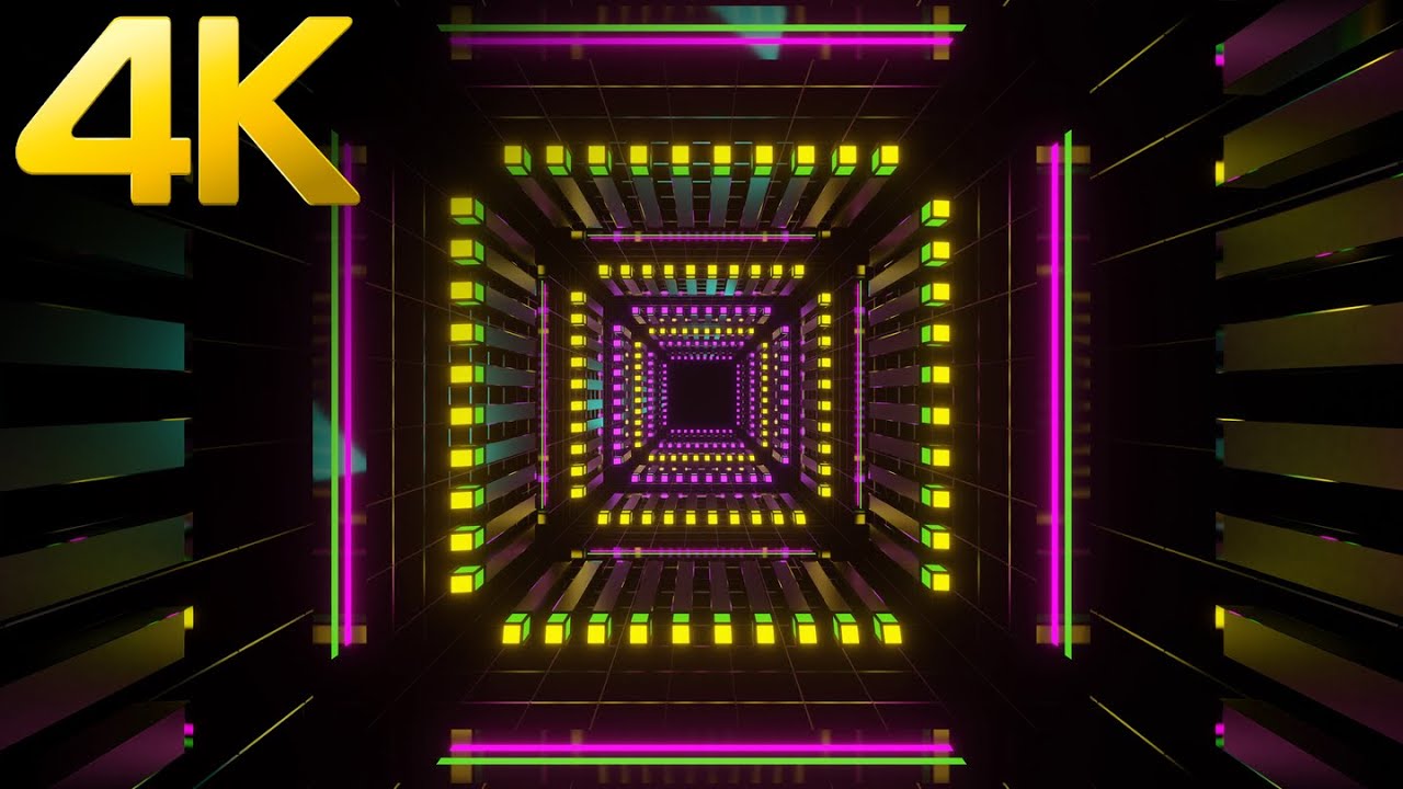 4K Abstract OLED Neon Square Light Tunnel Metallic Color Screensaver ...