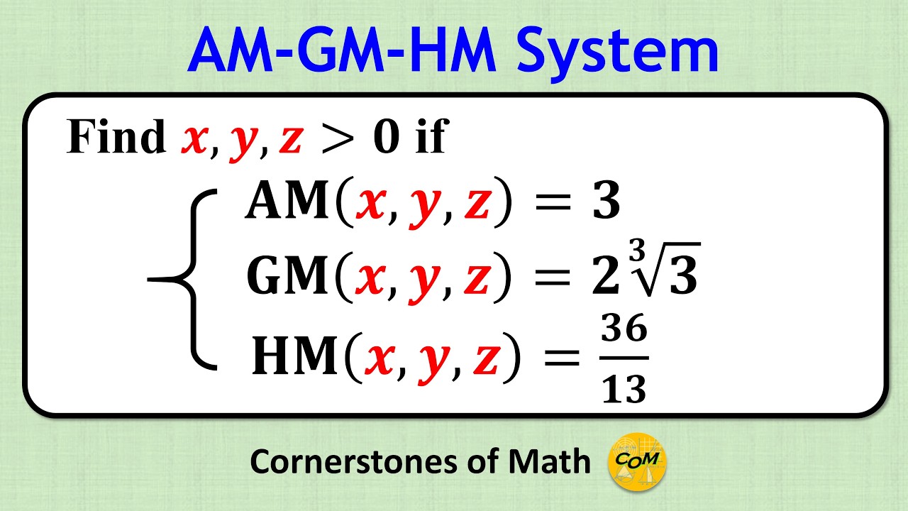 The System of Equations Given as AM, GM, and HM of 3 Unknowns - YouTube