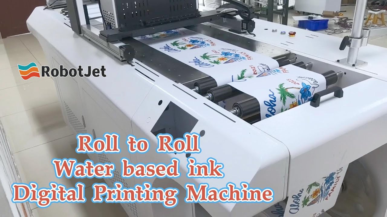 Roll to Roll Water based ink digital printing - YouTube