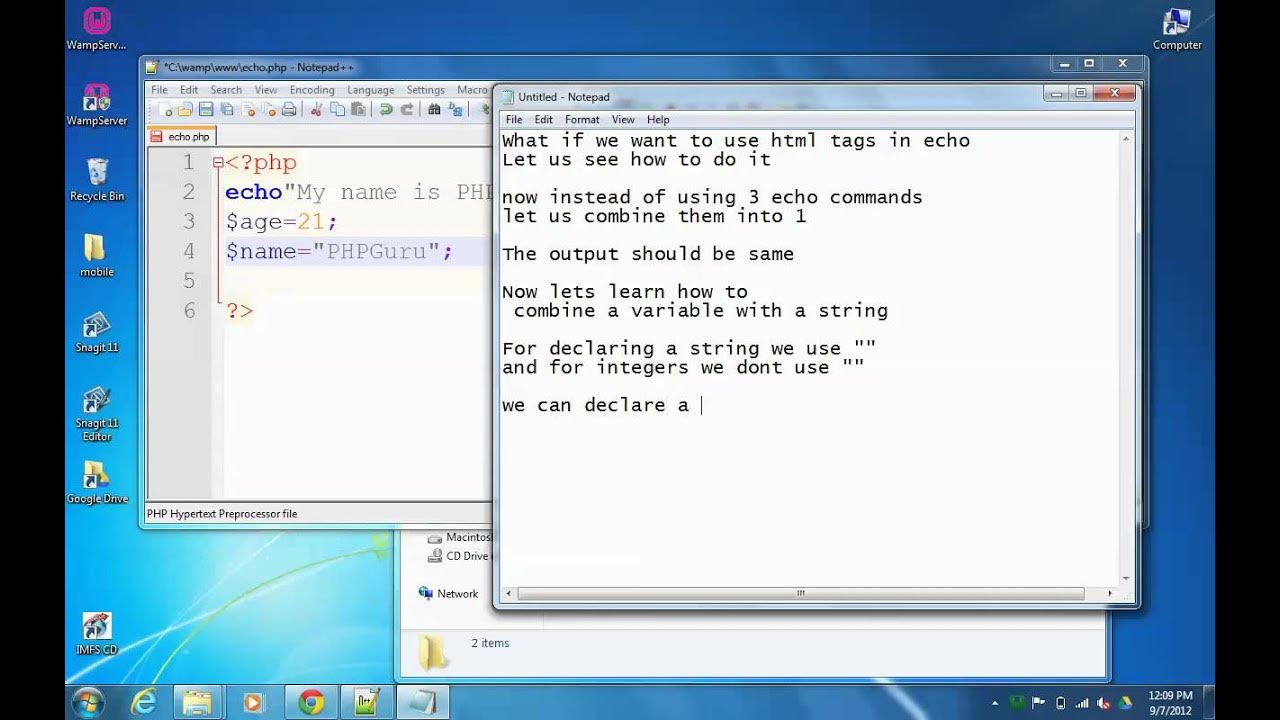 Basic PHP: html tags in echo command - YouTube