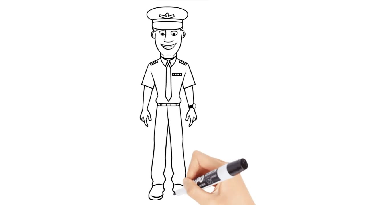 Draw Policeman | Draw Police man step by step | Cartoon policeman - YouTube