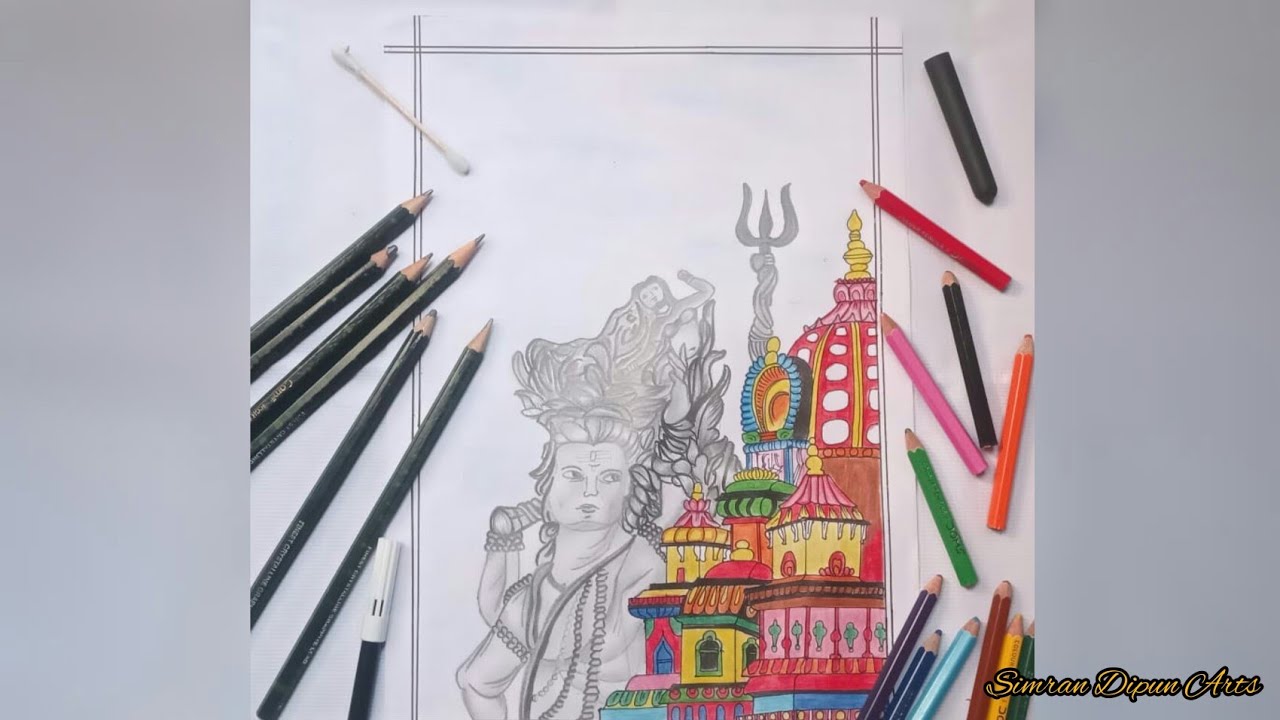 Mahakal Drawing for colour pencil and pencil - YouTube