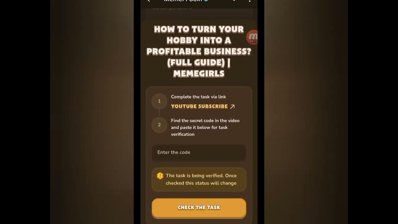 How to turn your hobby into into a profitable business ? (Full Guide ) | Memefi code - YouTube