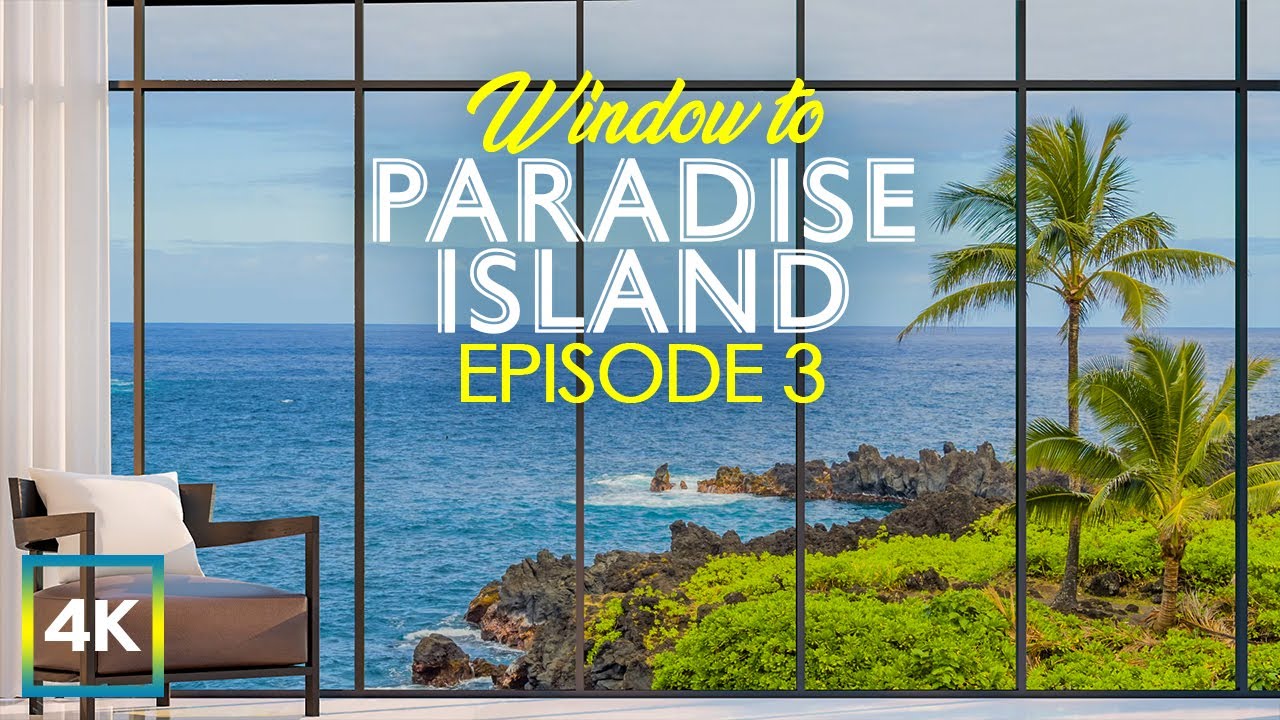 4K Beach House Window View to Paradise Island - Calming Scenery of ...