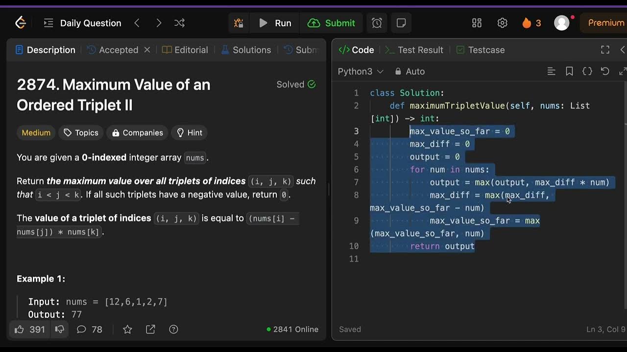 Maximum Value of an Ordered Triplet II - Leetcode 2874 - YouTube