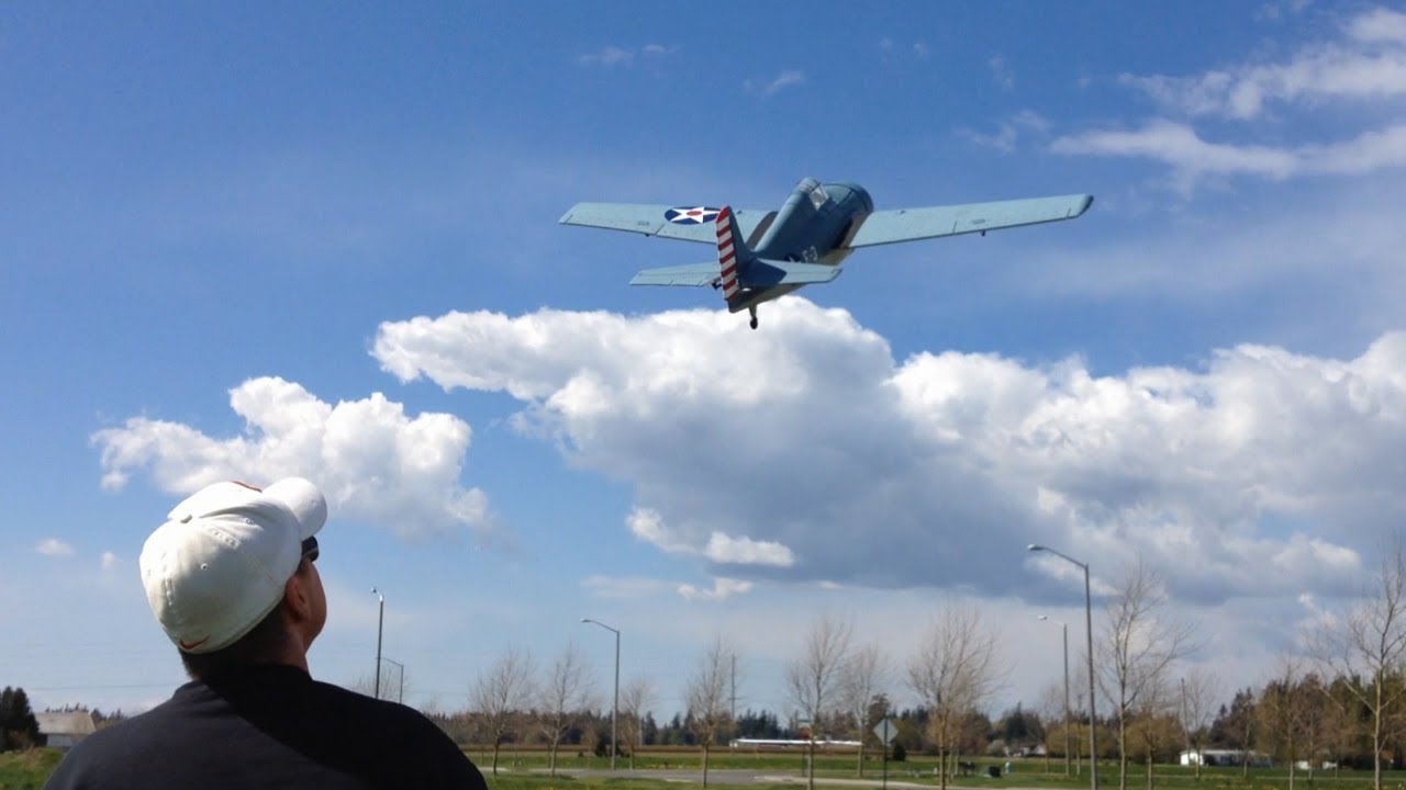 Parkzone F4F Wildcat Warbird RC Plane in Wind with Bonus Take-Offs and ...