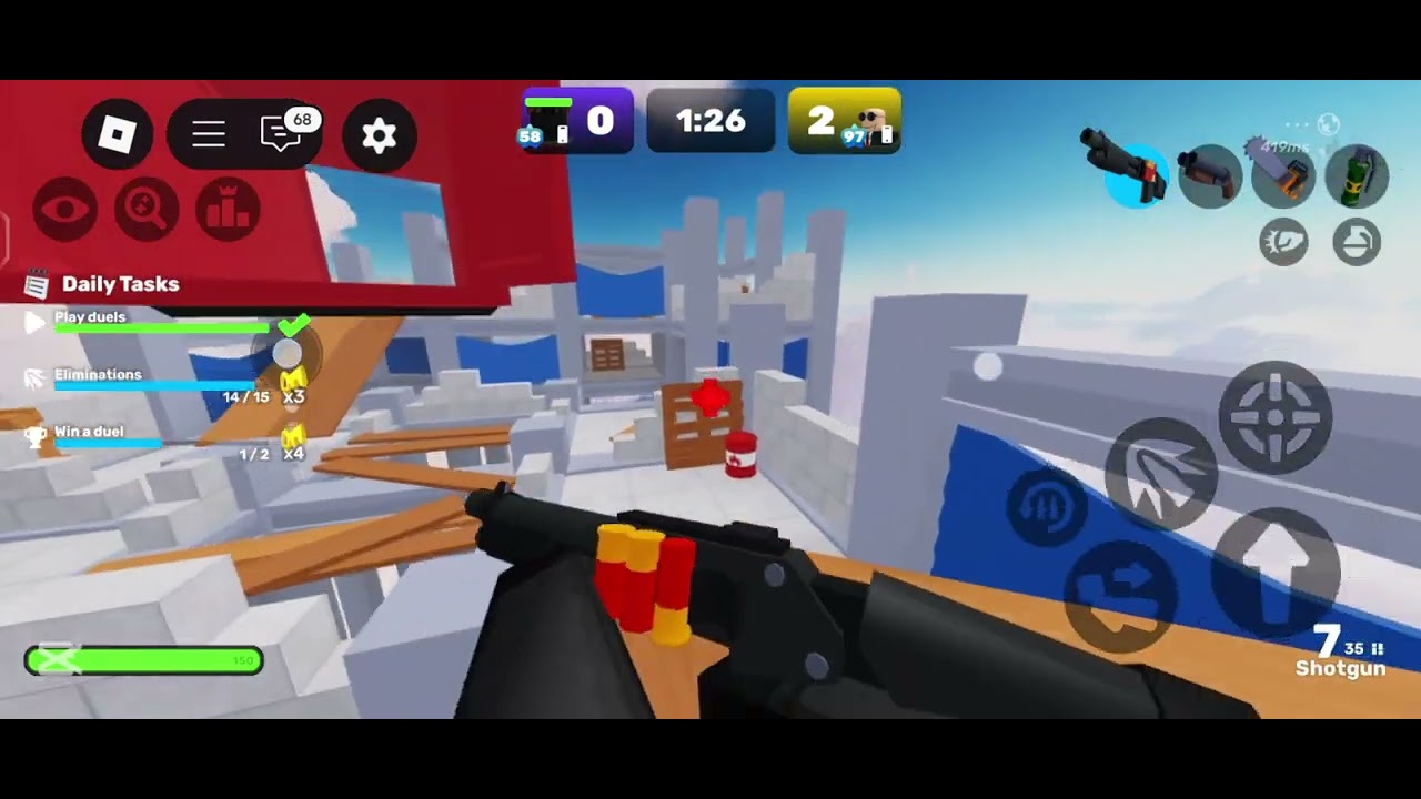Trying to get a win with shotgun and shorty combo in Roblox Rivals ...