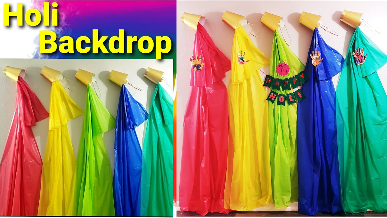 Festival of Colors - Holi Backdrop using Table cover | Indian festival ...