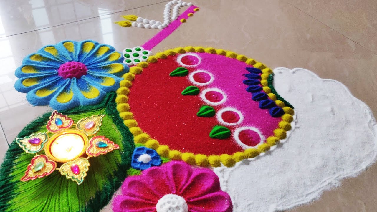 Janmashtami के लिए आप भी बनाए Colourful Dahi Handi Rangoli Design ...
