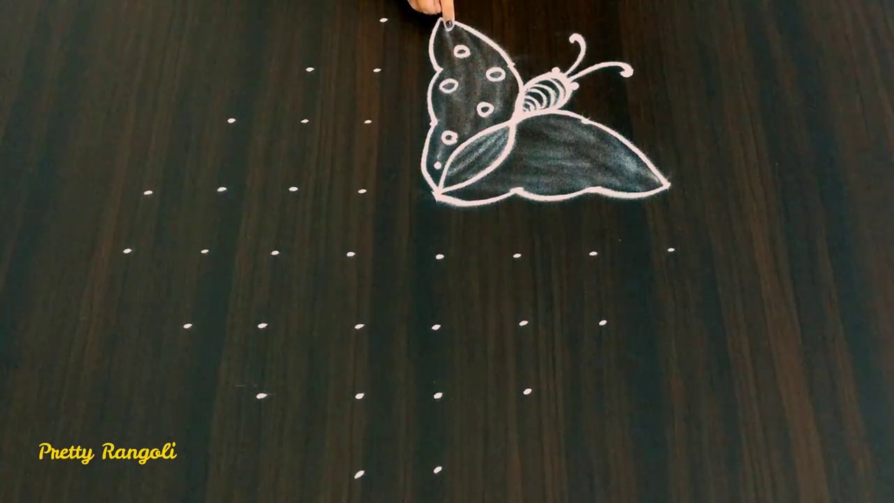Beautiful butterfly kolam with dots || simple butterfly rangoli with ...