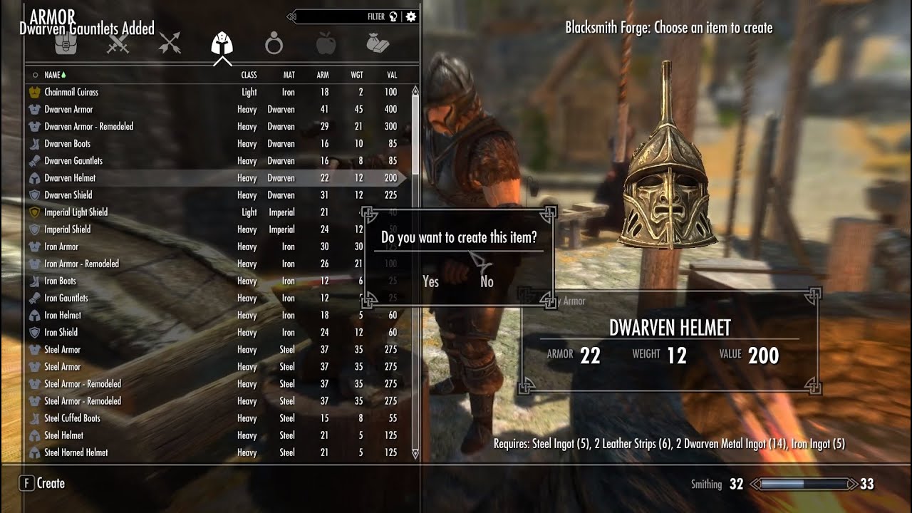 Exploring Skyrim: Smithing a set of (Superior)Dwarven Armor - YouTube