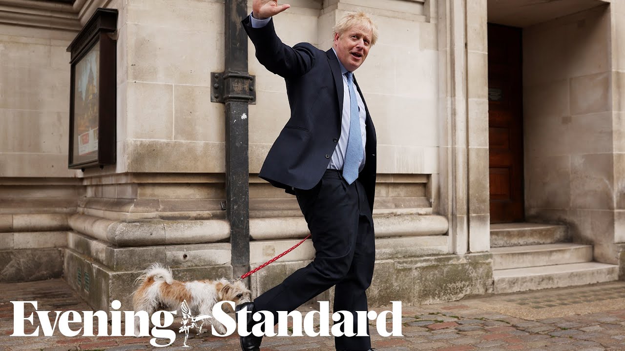 Local Elections: Boris Johnson takes dog Dilyn to polling station - YouTube