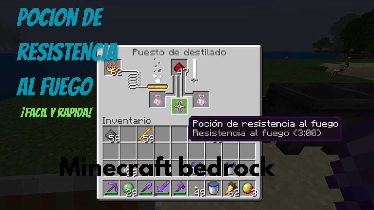 "Cómo hacer la poción de resistencia al fuego en Minecraft | tutorial ...