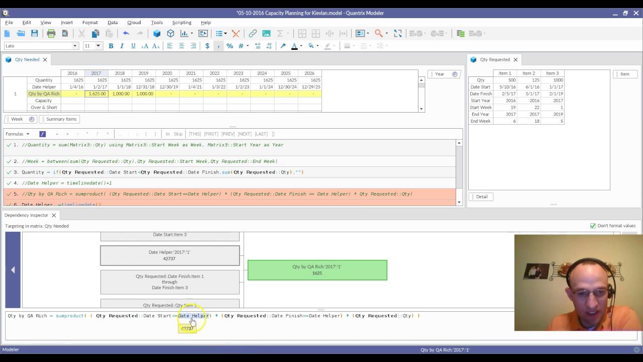 Learn Quantrix Modeler Computing Capacity Over Weeks Sumproduct Function Episode 116 Youtube
