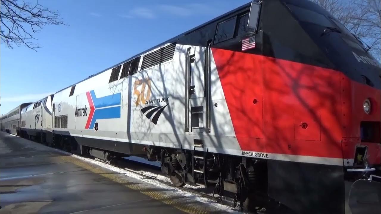 Amtrak #161(Phase 1 Heritage) Leading Southwest Chief #4 into Naperville - YouTube