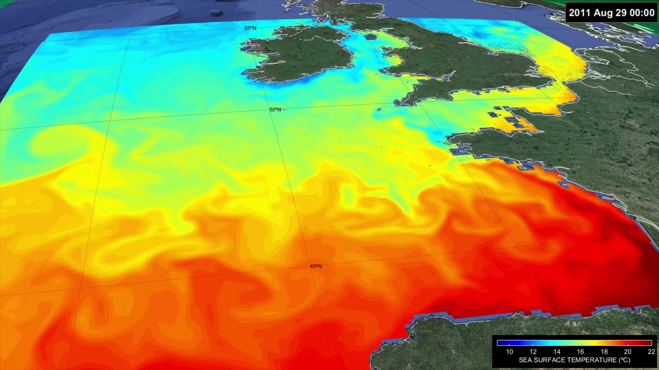 Iberian Biscay Ireland Seas - Sea Surface Temperature and Current - YouTube