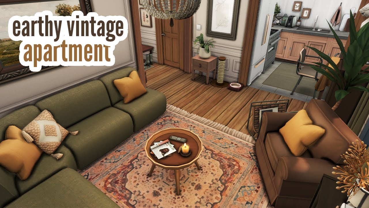 earthy vintage apartment \\ The Sims 4 speed build - YouTube