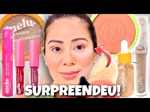 Testei Makes MELU RUBY ROSE | CORRETIVO, ILUMINADOR, PÓ SOLTO E MAIS