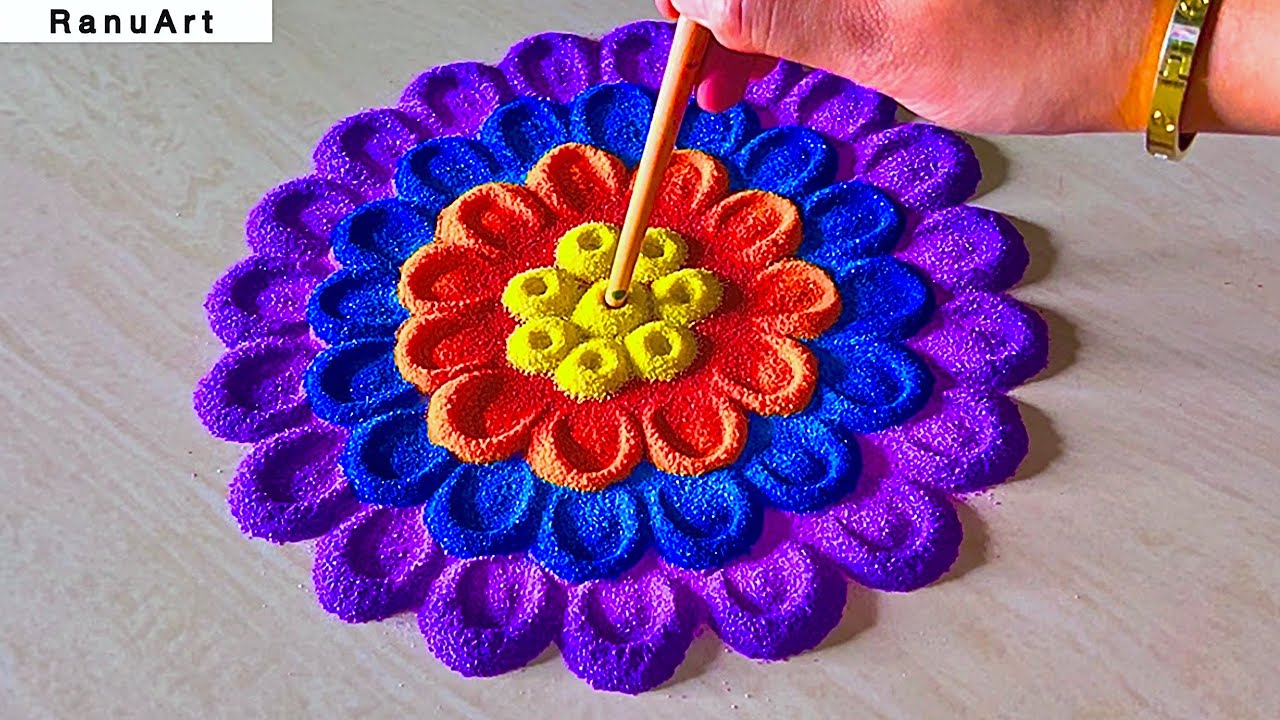 2 simple rangoli designs very small 🌼 rangoli designs for festival with ...