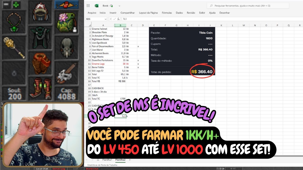 TIBIA - SET BASICO DO MS CUSTA APENAS 1600 TC OU R$ 366,00! - YouTube