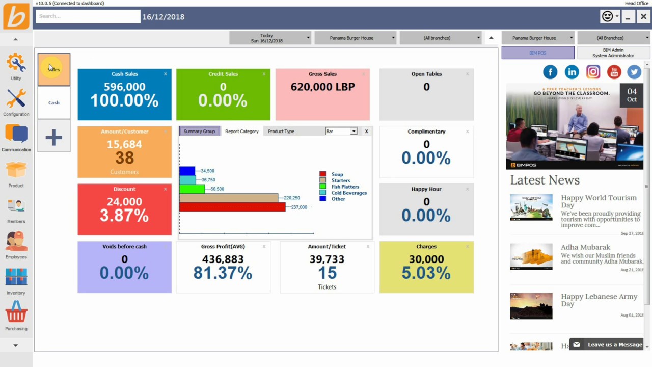 BIM POS Back Office 10 Live Dashboard & Analytics - YouTube