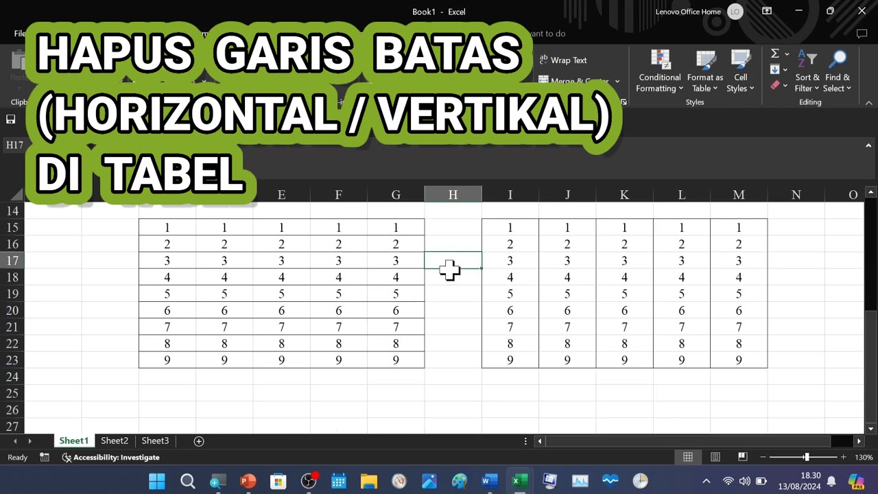 Cara Hapus Garis Pembatas di Tabel Microsoft Excel (Garis Pembatas Vertikal atau Horizontal ...