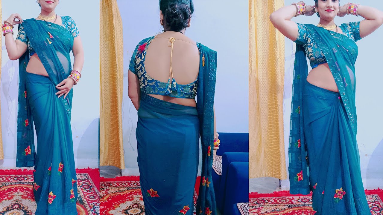 How To Wear Georgette saree in 5minutes |Georgette saree draping ...