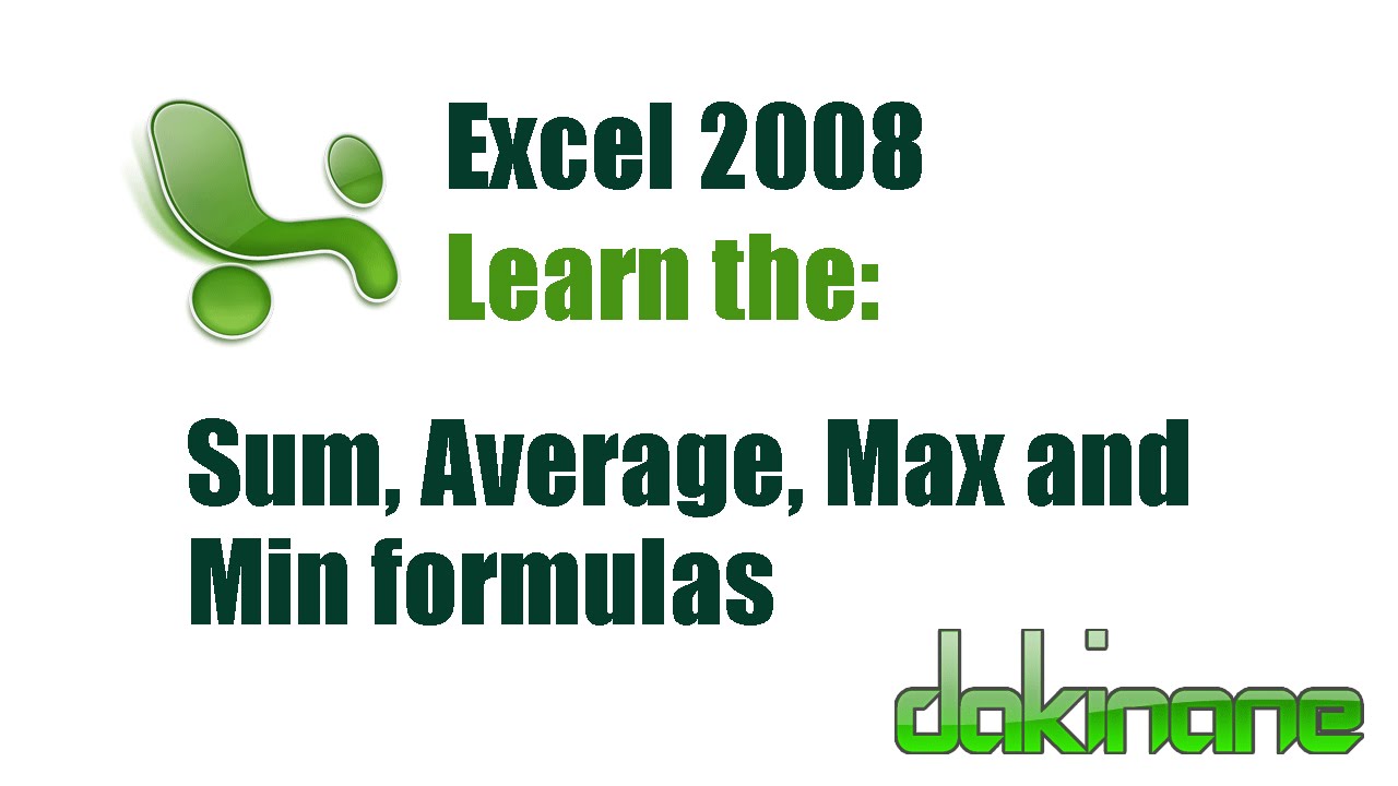 Excel Sum Max Min Average Youtube 2925