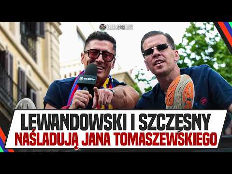 LEWANDOWSKI I SZCZĘSNY NAŚLADUJĄ JANA TOMASZEWSKIEGO! SHOW NA MISTRZOWSKIEJ FECIE BARCELONY!