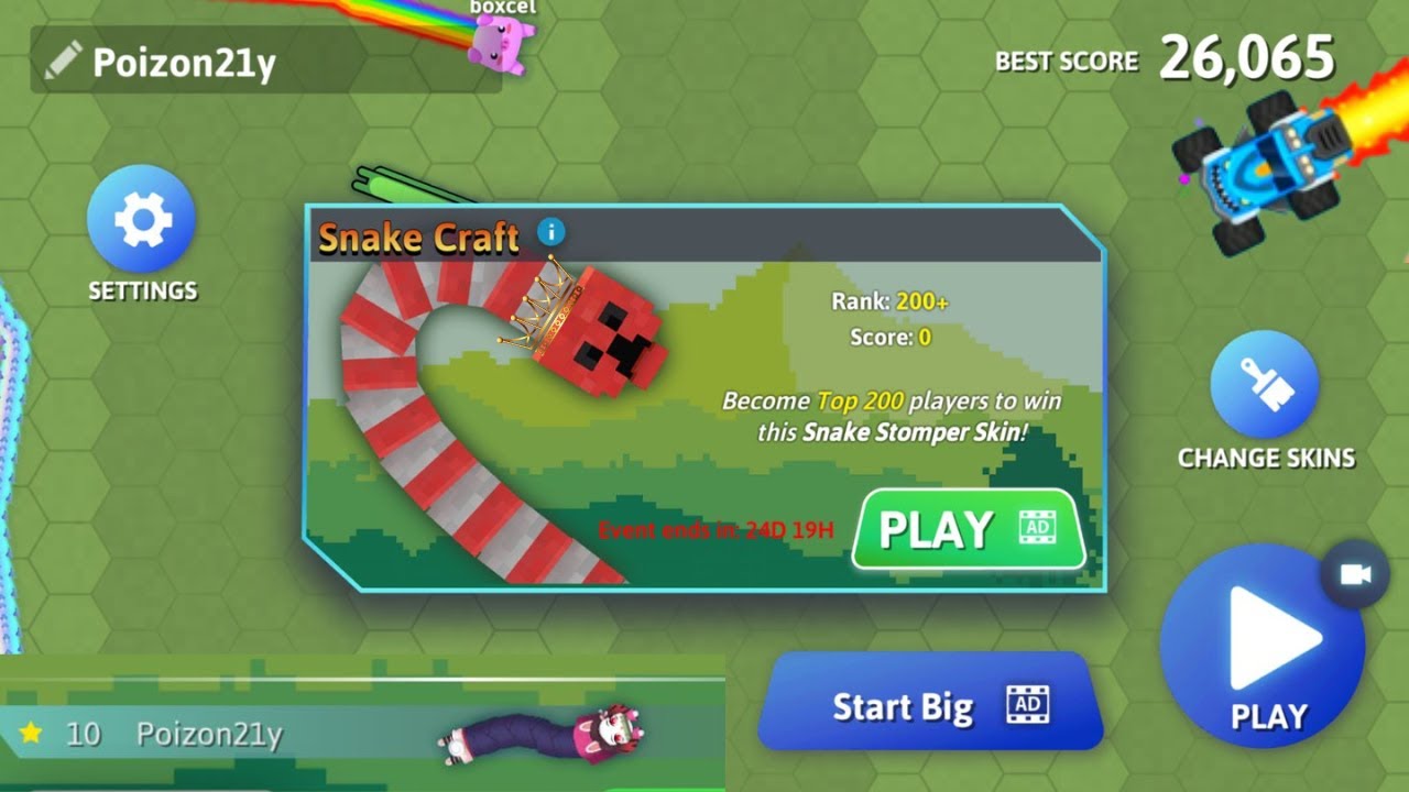 collecting biggest snake delicious score in snake. io! #snake new creft ...